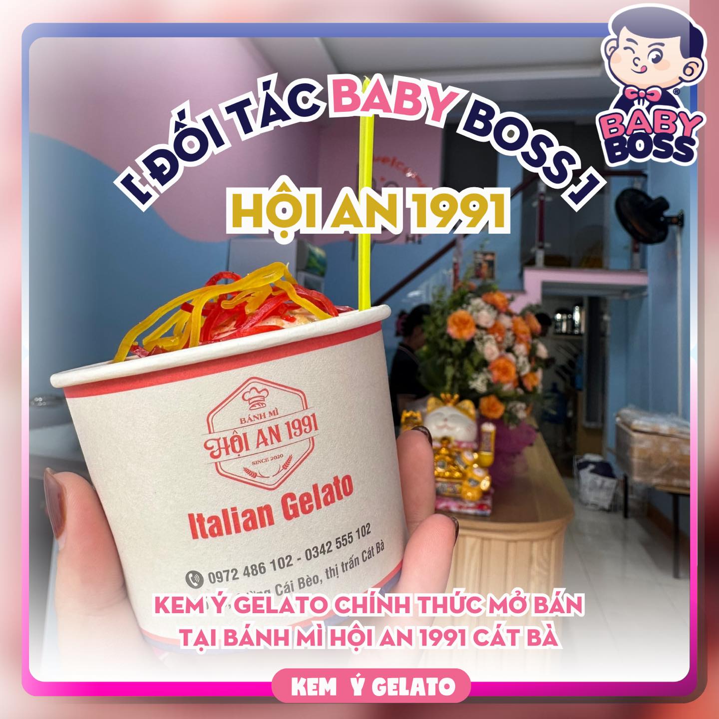 Kem Ý Gelato Baby Boss tại Bánh mì Hội An 1991 Cát Bà